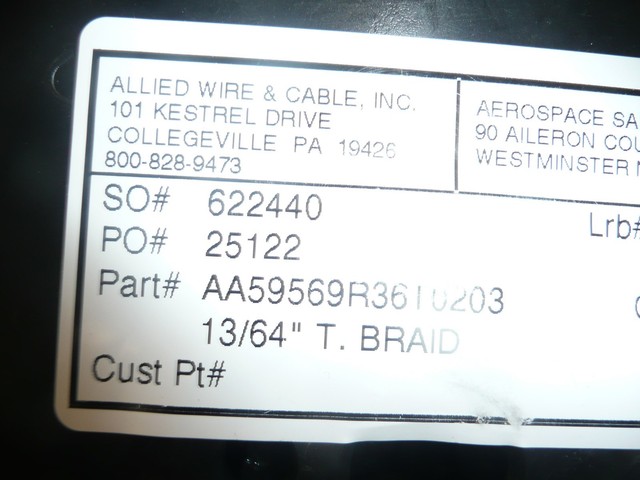 Allied Wire AA59569R36T0203 11awg 13/64 in Tubular Braid Approx 42ft ...