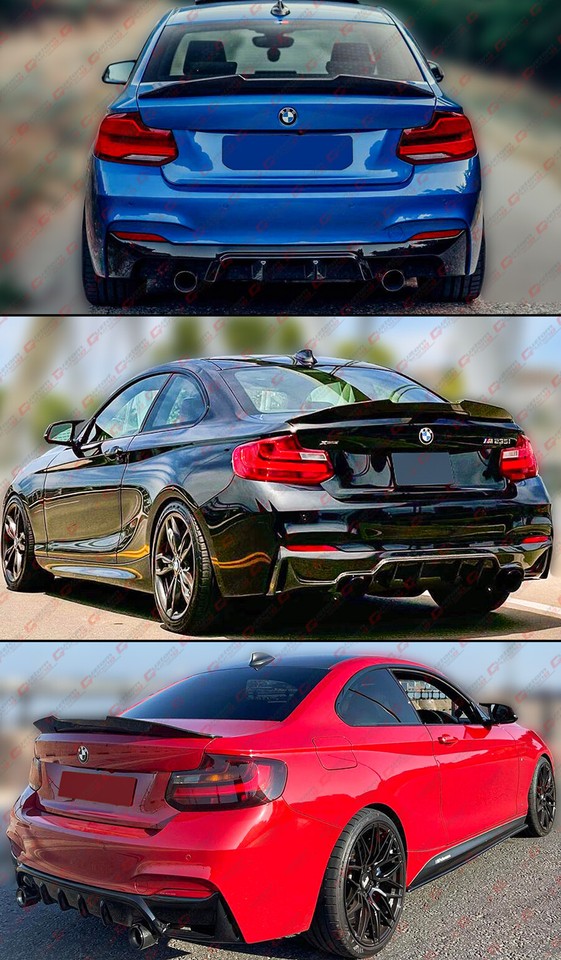 FOR 14-21 BMW F87 M2 F22 M240i M230 PSM Style Gloss Black Highkick ...