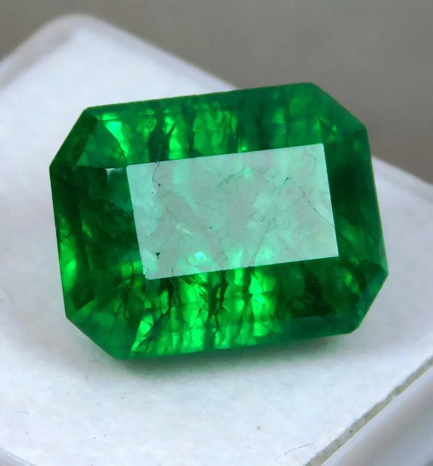 Flawless Green Emerald Size 11.20Ct Natural Colombian Emerald Cut Loose Gemstone | eBay