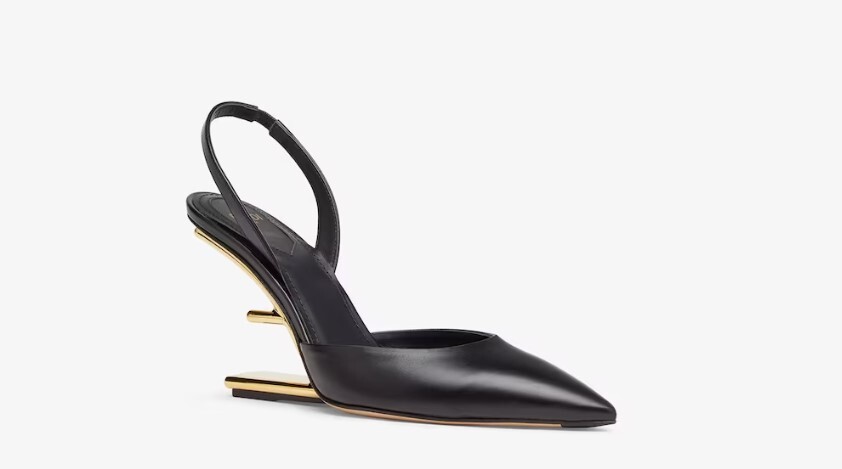 Fendi First Black leather high-heeled slingback Pumps Fendi 8J8367NA7 ...