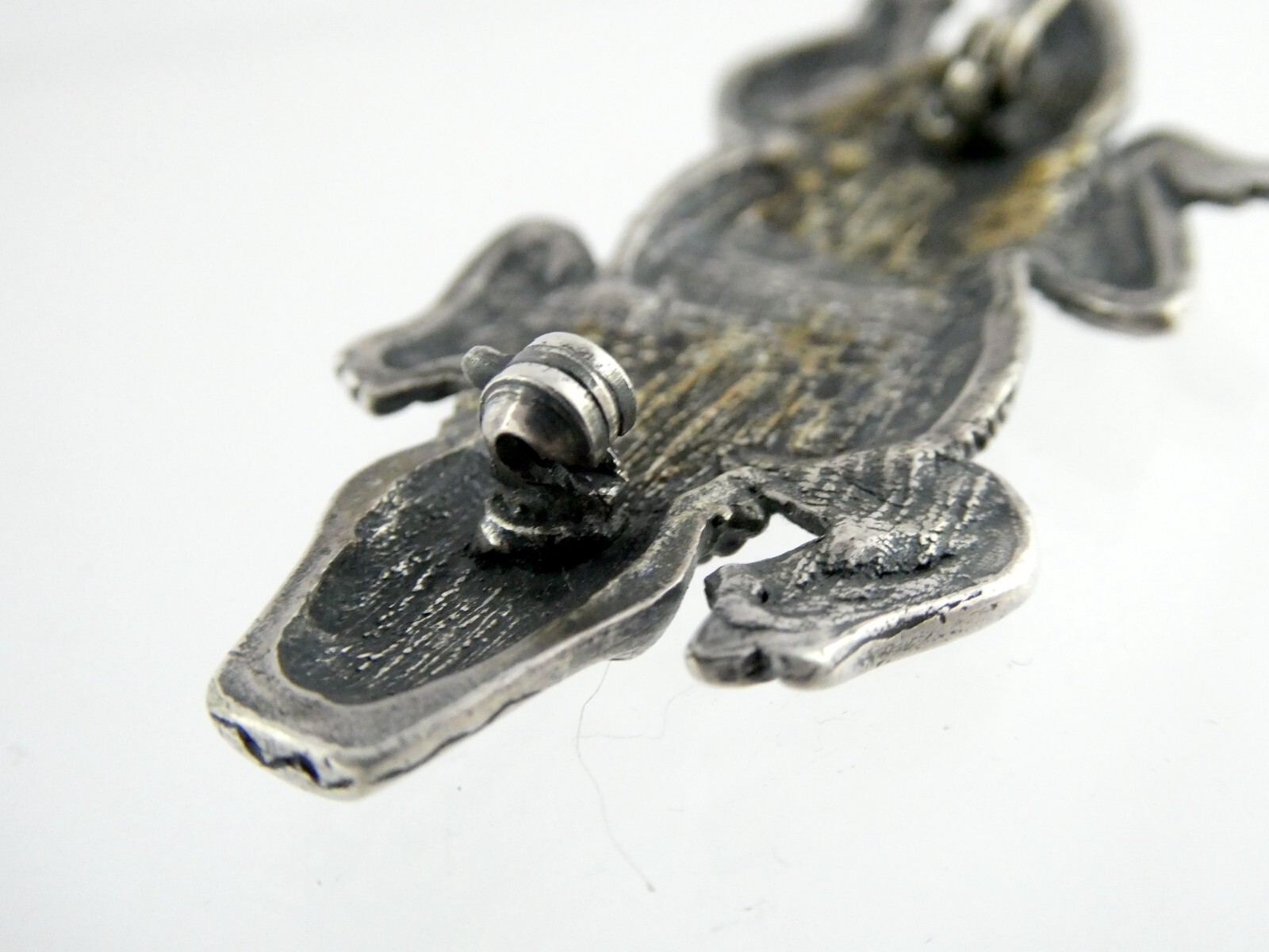 Vintage Unmarked Sterling Silver Alligator Brooch Cro… - Gem