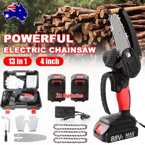 4" Cordless Mini Wood Cutting Saw Electric Chainsaw Battery-Powered ...