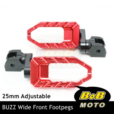 RED BUZZ Front Foot Pegs 25mm Lower For Yamaha YZF R6 03-17 16 15 14 13 ...