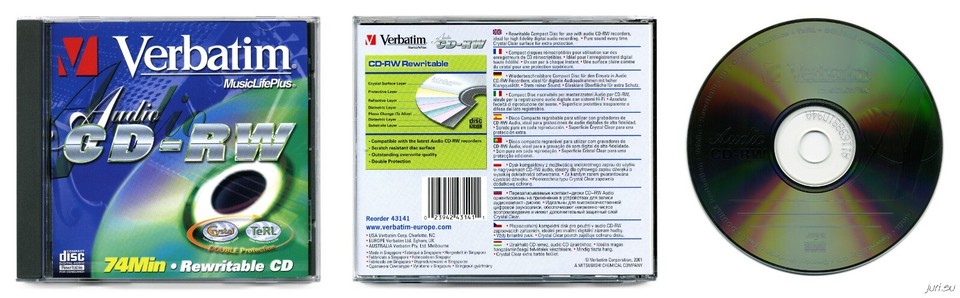 Verbatim CD-RW 74 Audio / Music CD RW Rewritable 700MB / 74 MINS Blank ...