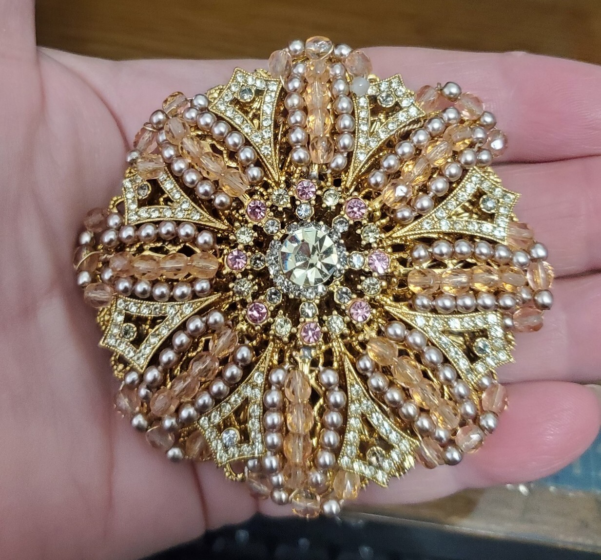 Vintage Lee Angel Brooch 1990s Y2K Pink Clear Rhinest… - Gem