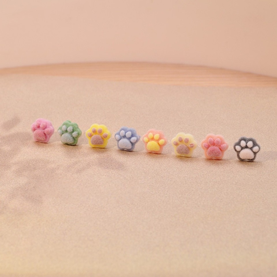 6 Pairs Small Cat Paw Earrings Lightweight Cute Cartoon Design for ...
