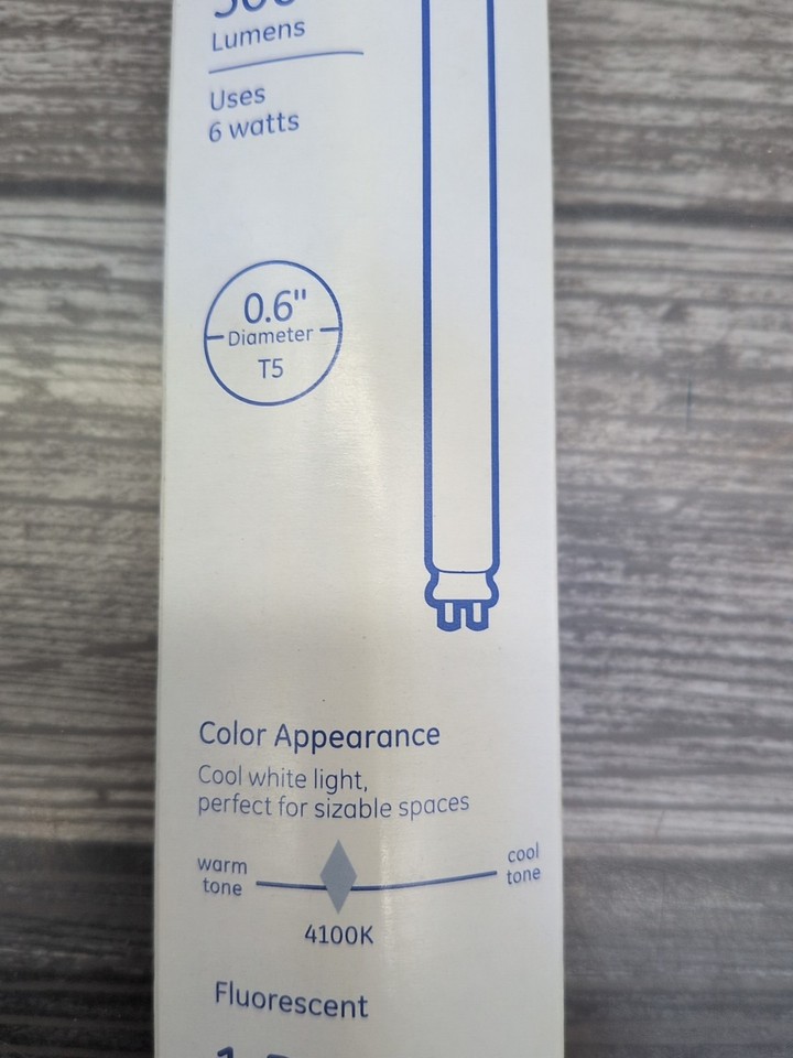GE 9 Inch Under Cabinet F6 T5 Cool White Fluorescent Bulb 300 Lumens ...