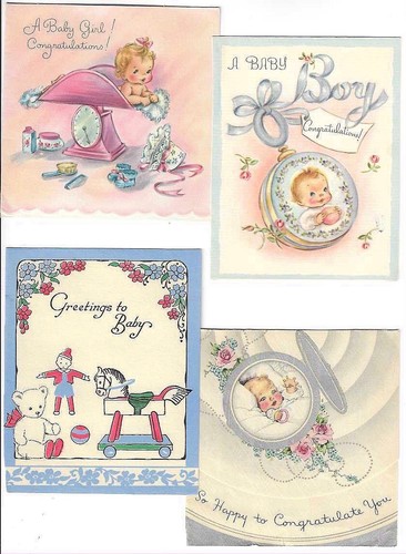 12 Vintage New Baby Card Fronts Only, Good As Gift Tags And For ...