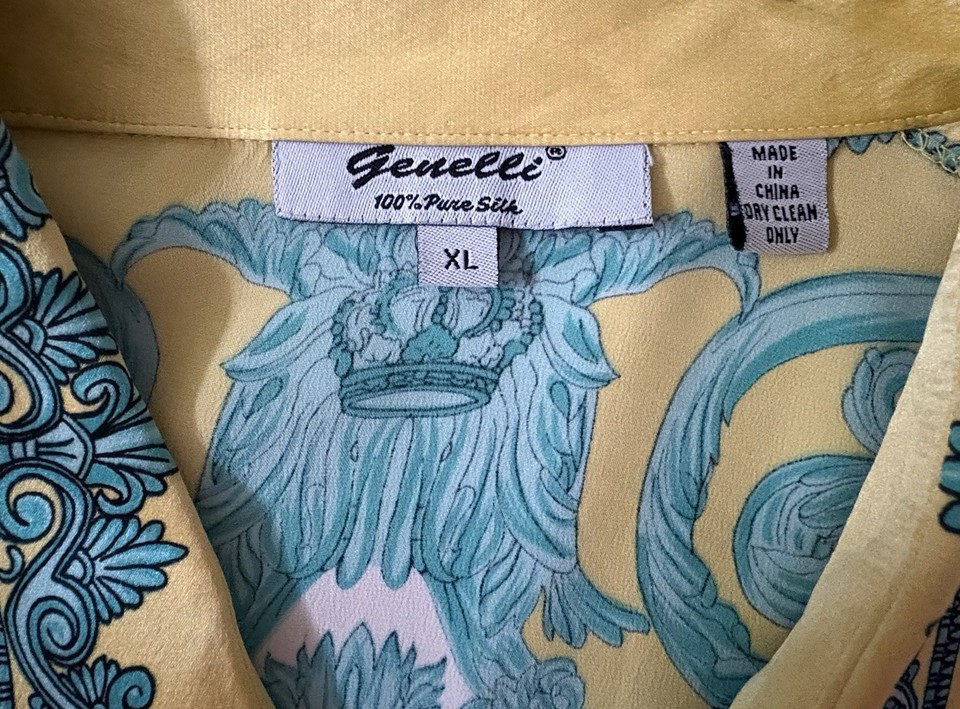 Vintage Genelli Men’s 100% Silk Shirt XL See Description | eBay