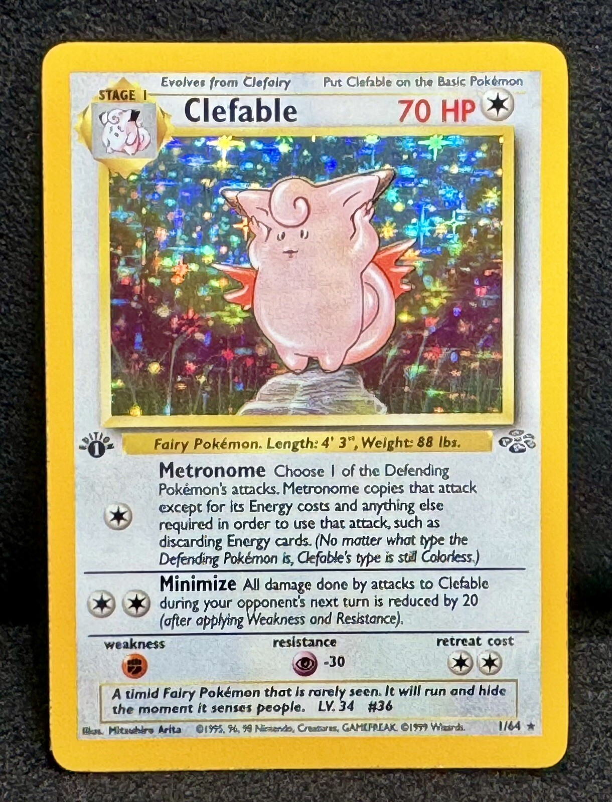 🔥Clefable Jungle 1/64 1ST EDITION “Holo Rare” MASTERPIECE Pokemon ...