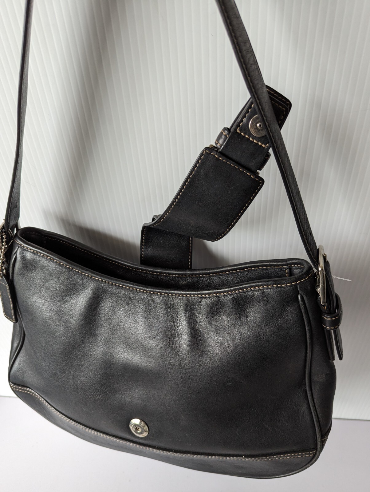 VTG Coach Hampton Soho Black Leather Shoulder Hand Bag 7583 Purse ...