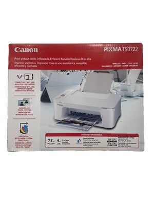 Canon PIXMA TS3722 Wireless White All-In-One Printer-GREAT-FAST FREE ...