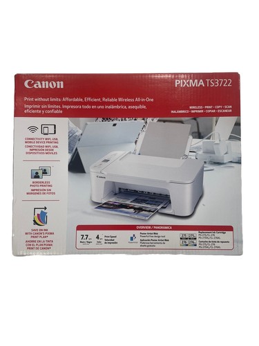 Canon PIXMA TS3722 Wireless White All-In-One Printer-GREAT-FAST FREE ...
