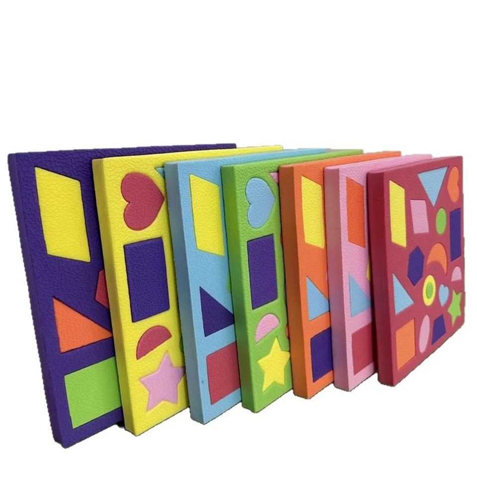 Geometric Puzzle Play Mat EVA Foam Soft Learning Toy Shape Puzzle Wall ...