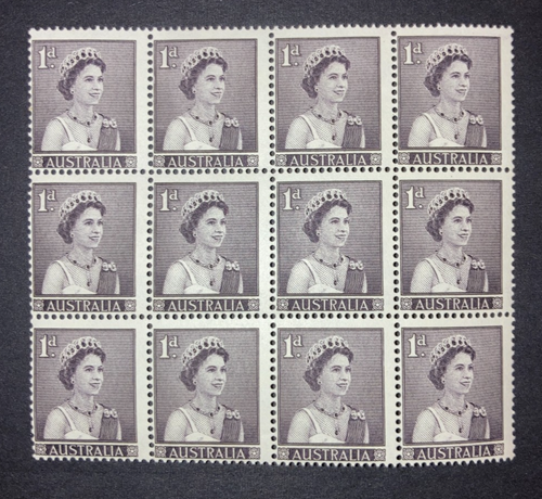 QUEEN ELIZABETH DEFINITIVES 1959 -1d BLOCK OF TWELVE - MNH | eBay Australia