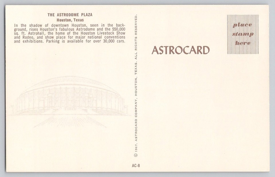 Vintage 1967 Houston Astrodome Plaza Aerial View Postcard Astrohall by ...