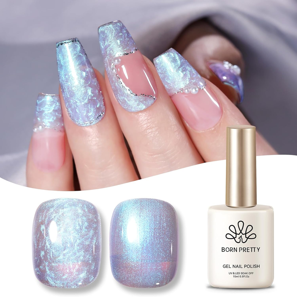 Pearl Gel Nail Polish Auroras Blue Pearlescent Shell Shimmer Mermaid Nail Gel Po | eBay