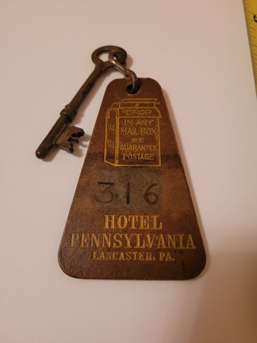 Vintage Hotel Pennsylvania Skeleton Room Key Lancaster, PA! | eBay UK