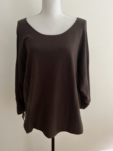womens max studio XL Sweater Brown Rouched Sleeves Soft & Comfortable ...