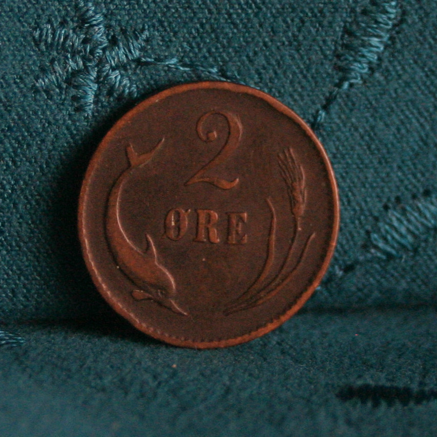 Denmark 2 Ore 1883 Bronze World Coin Crown CIX monogram Scandinavia ...