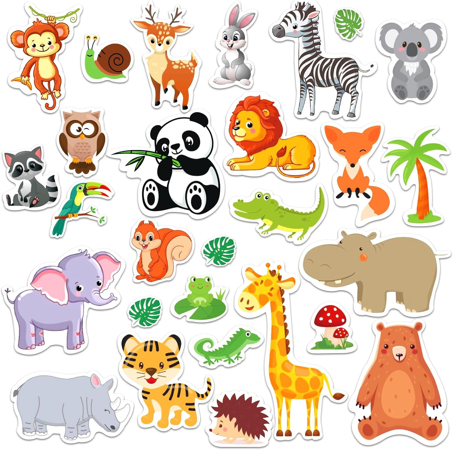 50 PCS Jungle Animals Window Gel Clings Stickers Removable and Reusable ...