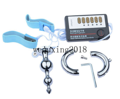 Shock Control Male E-Stim Urethra Torpedo Metal Plugs Rings Therapy Set | eBay