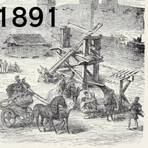 1891 CATAPULTS BATTERING RAMS ANCIENT WEAPONS BOWS ARROWS VICTORIAN ERA ...