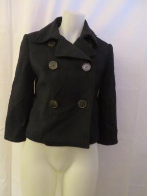 WOMENS FILLMORE AMERICAN ROCK 100% WOOL BLACK DOUBLE BREASTED JACKET ...