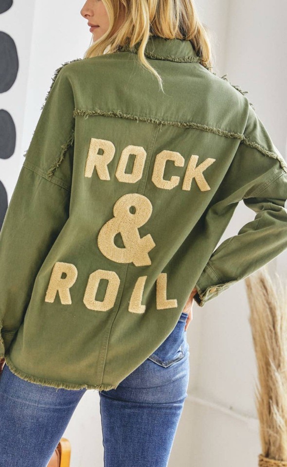 Davi & Dani Women’s Plus Rock & Roll Utility Jacket Olive Size 1XL | eBay