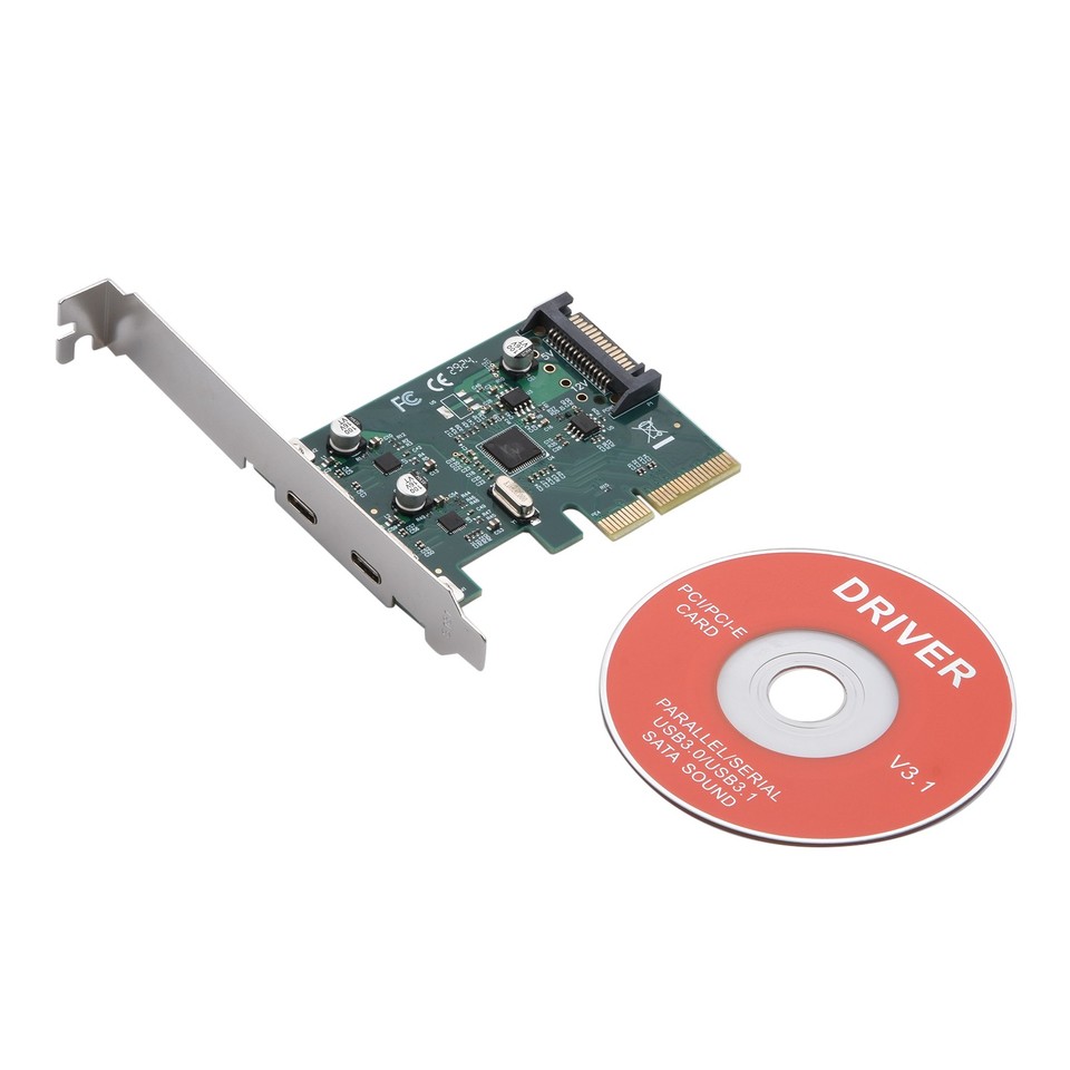 PCIE 4X Port Expansion Card PCI-E to USB 3.1 Type C Dual Port Adapter ...