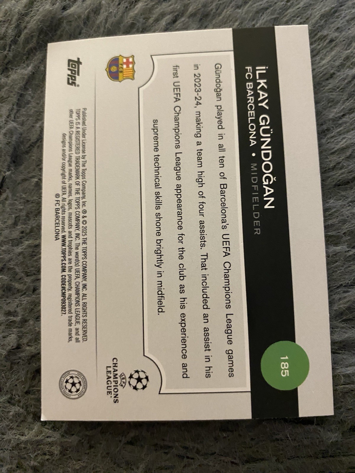 2024-25 Topps Uefa Club Competitions - Ilkay Gundogan #185 for sale ...