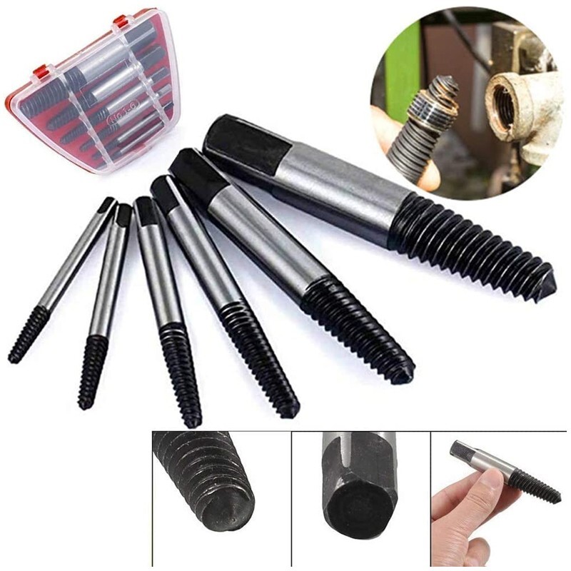 6 PCS Damaged Screw Bolt Extractor Ezy Out Set Easy Broken Screw ...