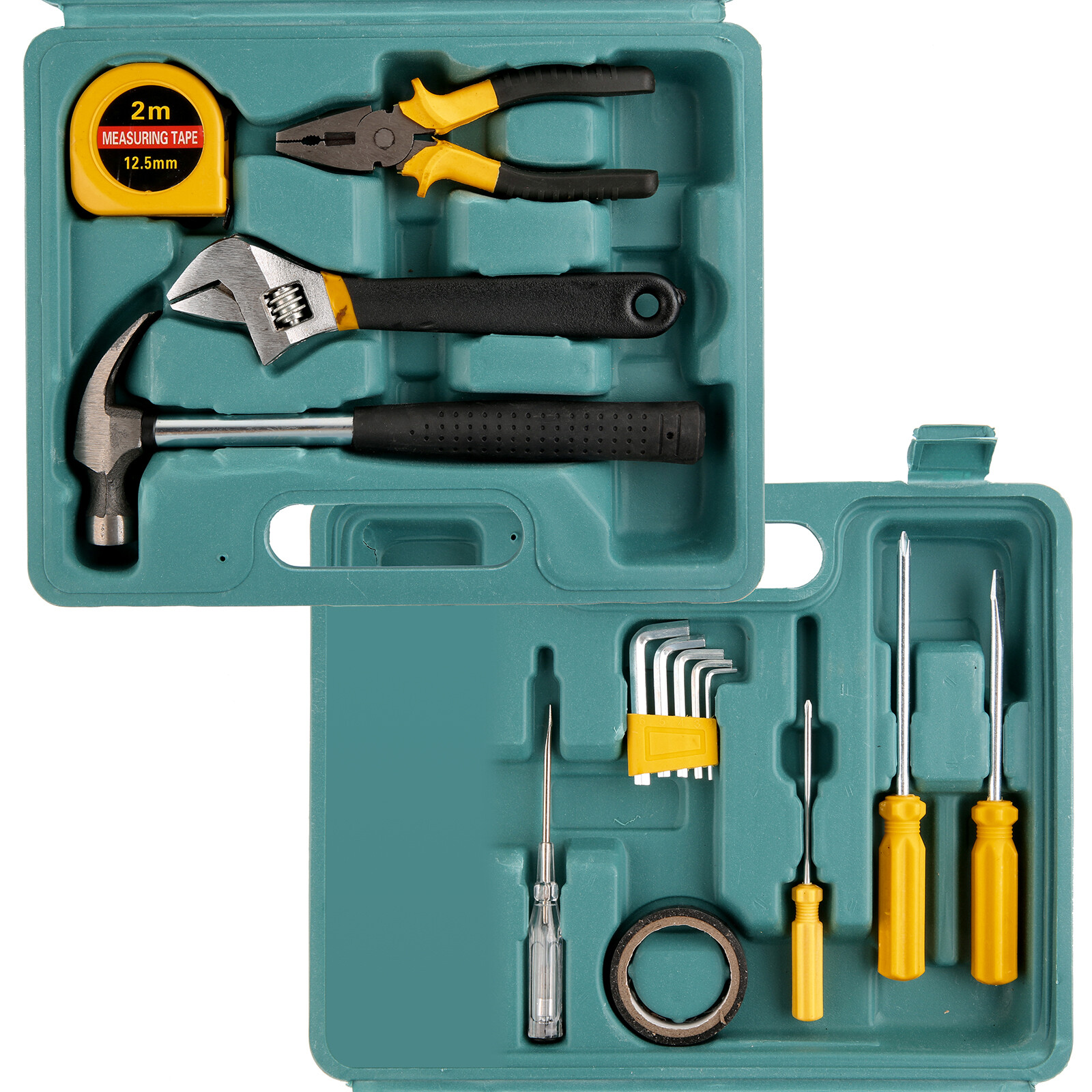 16X DIY Household Hand Tool Kit Set Home With Organiser Basic Tools Box ...