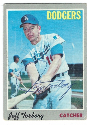 Autographed JEFF TORBORG Los Angeles Dodgers 1970 TOPPS card #54 w/COA ...