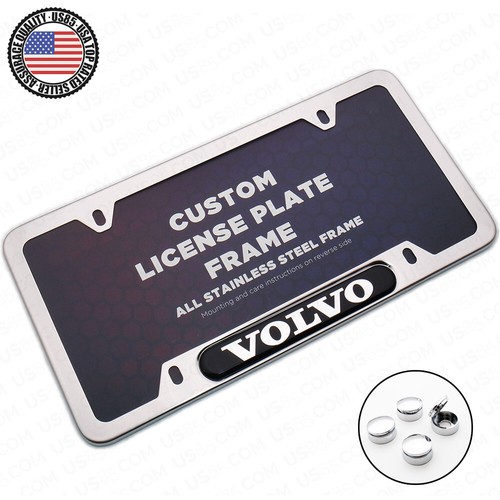 Chrome Stainless Steel Front Rear For Volvo Sport License Plate Frame ...