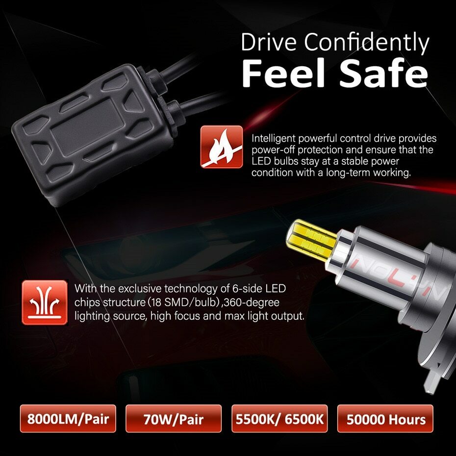 D2H D2S LED Headlight Bulb Lamp For Projector Lens 70W 8000LM | 5500K ...