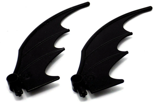 2 LEGO Black Batman Wing 8 x 10 with Pin Hole and Axle Dragon (55706 ...