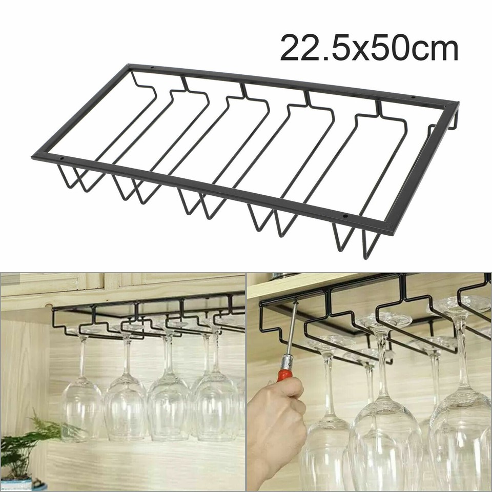 Wine Glass Cup Rack Holder Hanger Organizer Hanging Shelf Under Cabinet ...