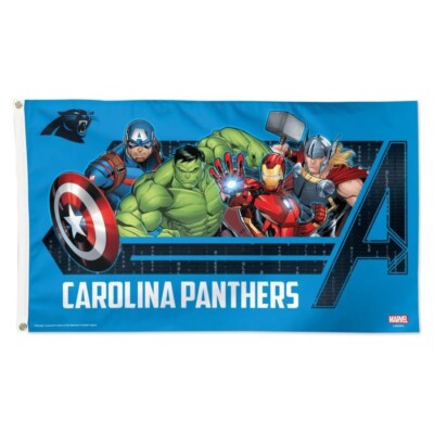 Wincraft NFL Marvel Carolina Panthers Avengers Marvel Deluxe 3’x5’ Flag ...