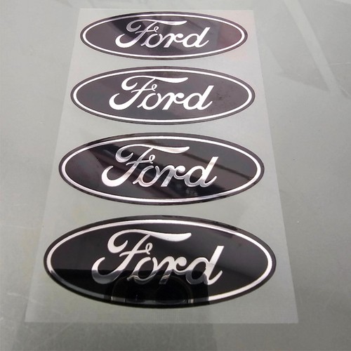 4-FORD CENTER CAP LOGOS BLACK OVAL DECALS VINYL F150 F250 MUSTANG FOCUS ...