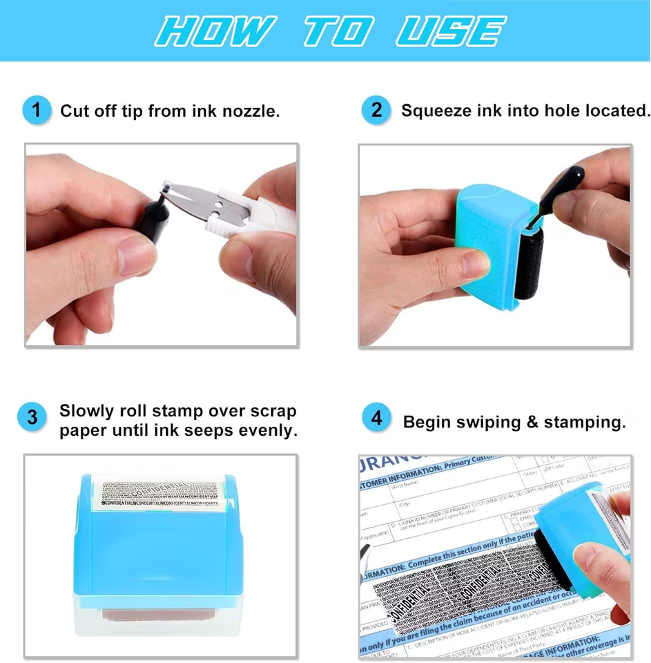 Address Blocker Stamp, Wide Roller Stamp,Including 3-Pack Refills ...