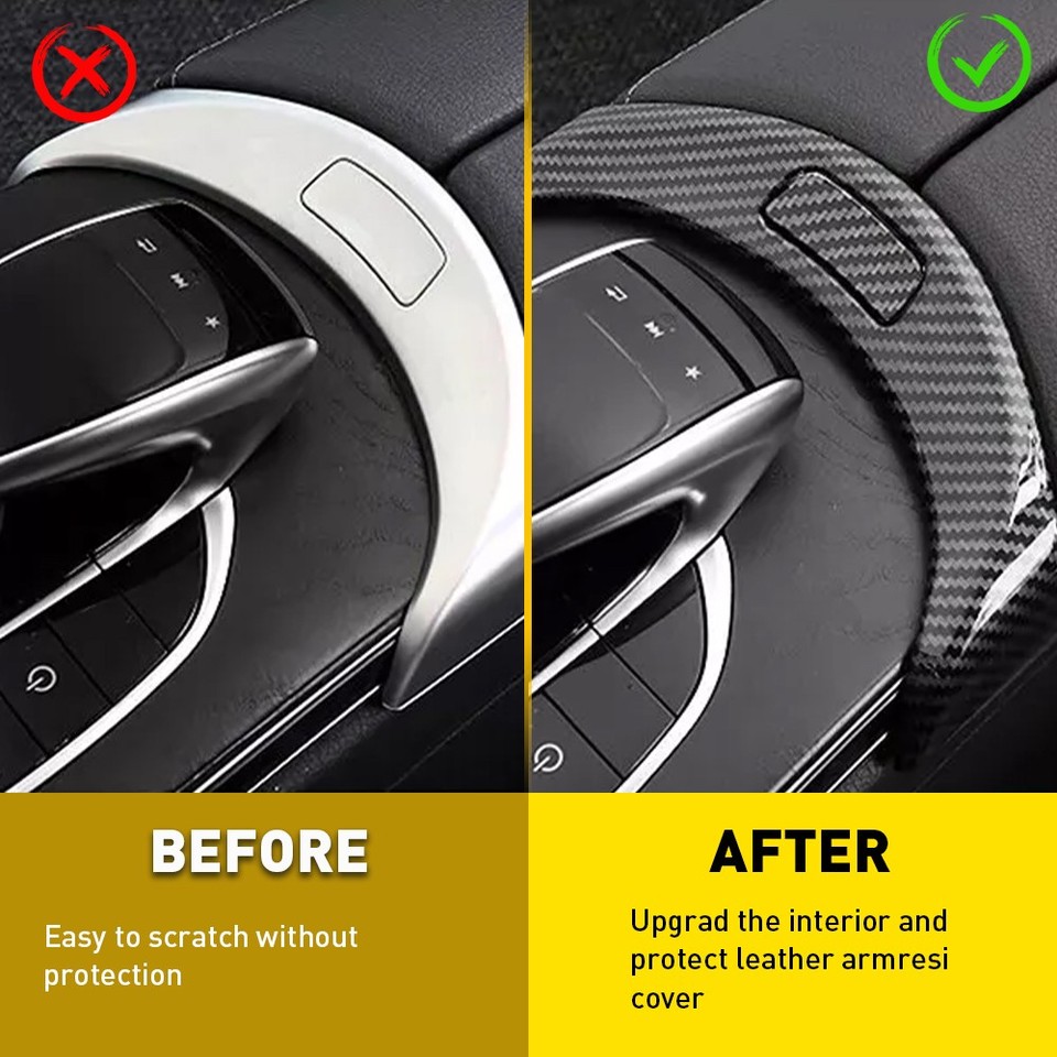 Carbon Fiber Console Armrest Box & Button Trim For Mercedes GLC Class ...