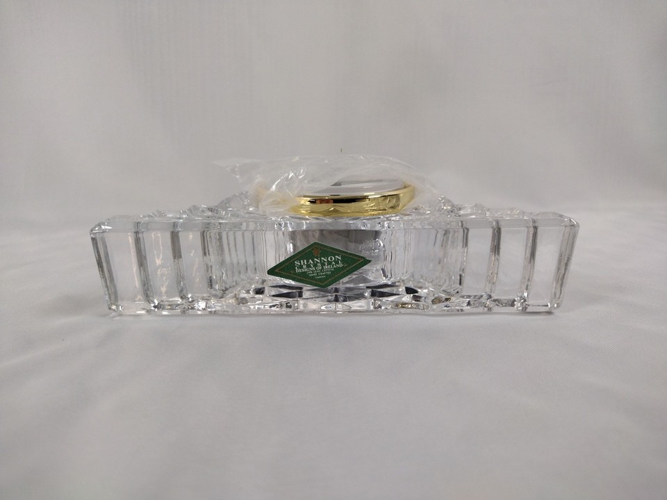 Shannon Mantle Clock 24% Lead Crystal Quartz Movement Pre-owned W/Box ...