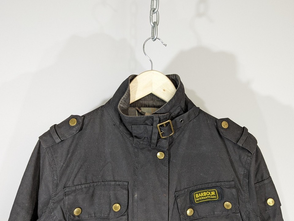 Barbour International Wax Women's Jacket Black Waxed Cotton Motorcycle ...