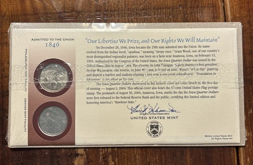 2004 Iowa P&D Uncirculated State Quarters - Sealed First Day Cover ...