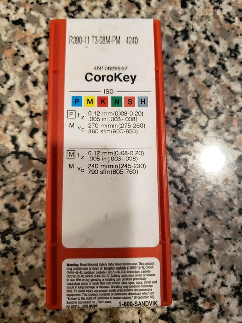 SANDVIK COROMANT R390-11 T3 08m-pm 4240 Carbide Mill Insert R39011 T ...