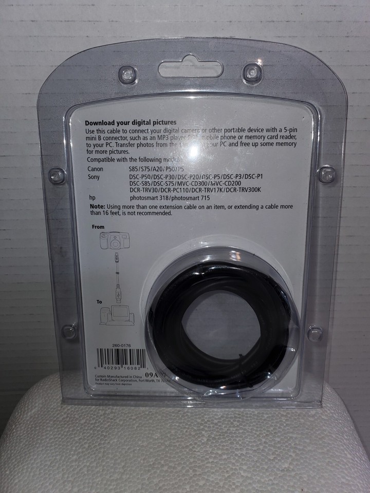 New Radio Shack USB PC Data Sync Cable Cord Lead For Canon Sony Hp ...