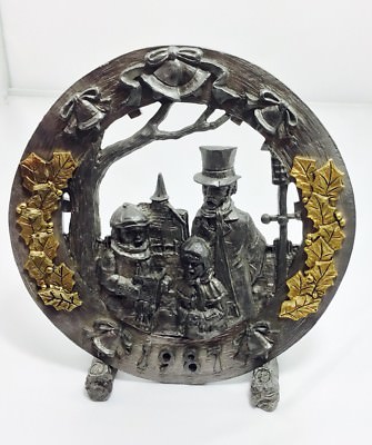 Michael Ricker Hand Signed Retired Pewter 1987 Christmas Plate/stand | eBay