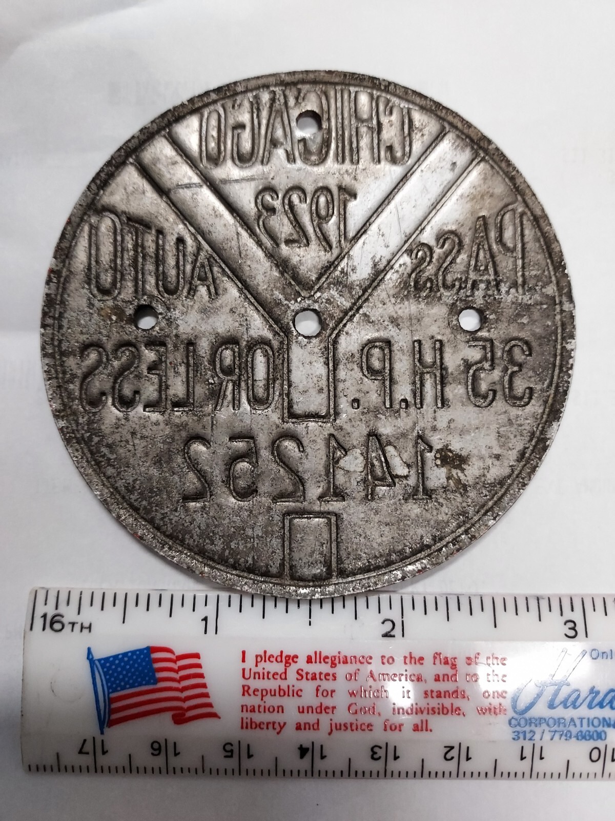 Vintage 1923 Illinois Vehicle Tax Tag | eBay