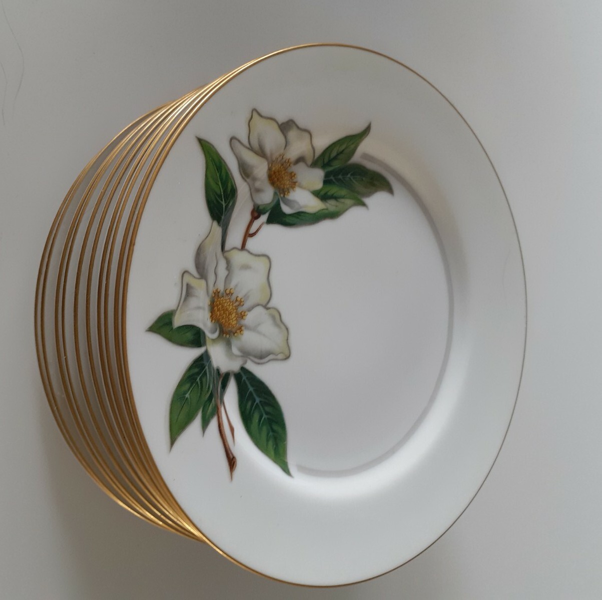 Fukagawa Arita WHITE MAGNOLIA HAND PAINTED JAPAN Salad Plates Set Of 8 ...